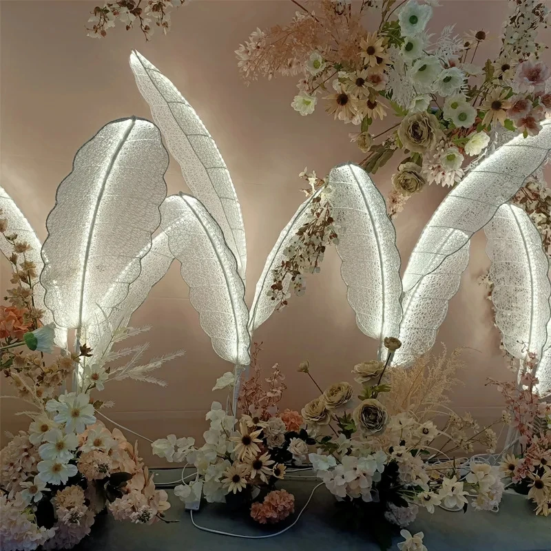 Feather-Wedding-Decoration-Lamp-Glowing-Leaf-Lights-Wedding-Road-Lead ...