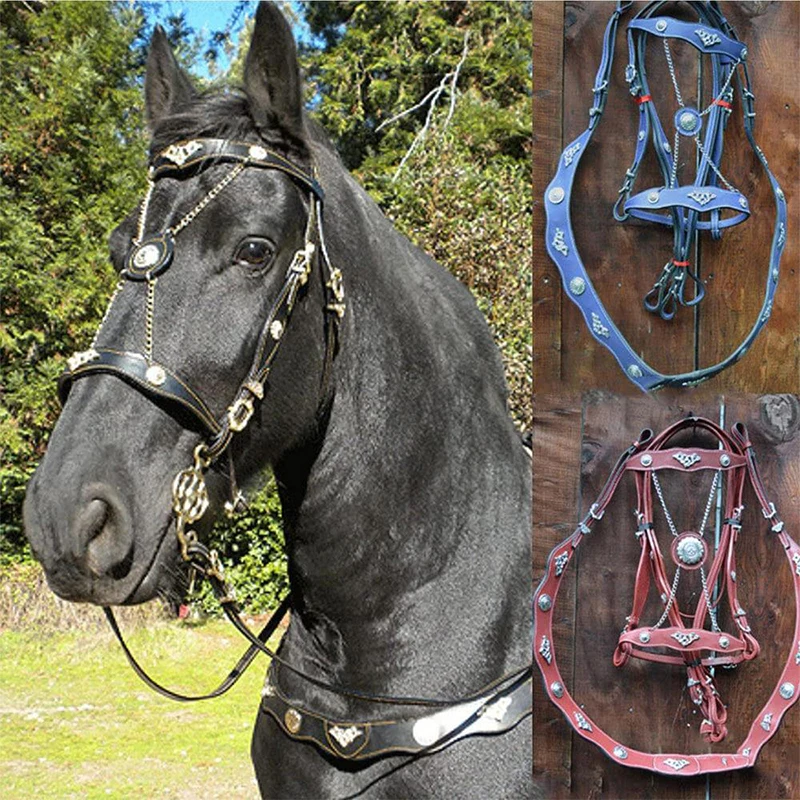 Horse Halters And Lead Ropes PU Leather Halter And Lead Ropes Ergonomic Comfortable Unfettered ...