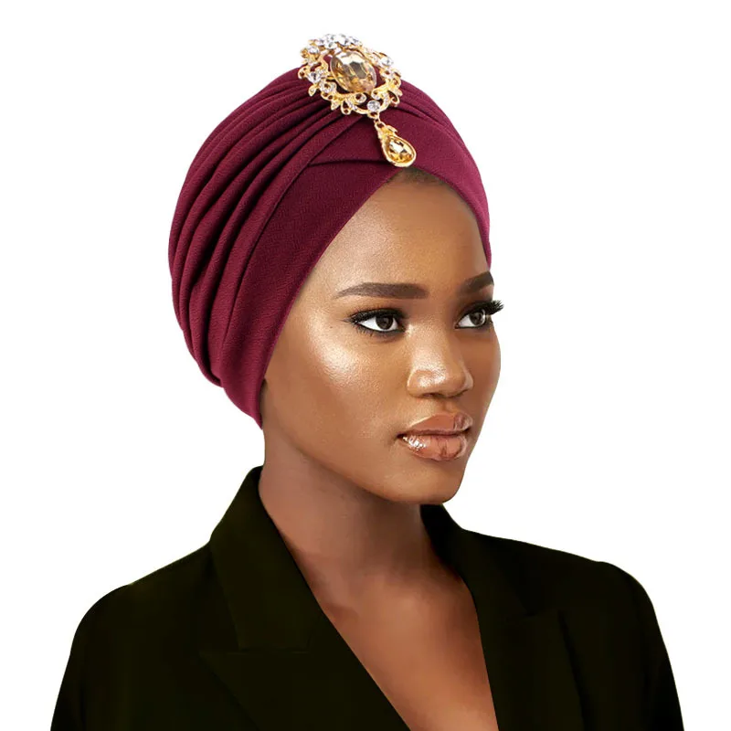 Turbante-con-diamantes-de-imitaci-n-para-mujer-gorro-Hijab-musulm-n ...