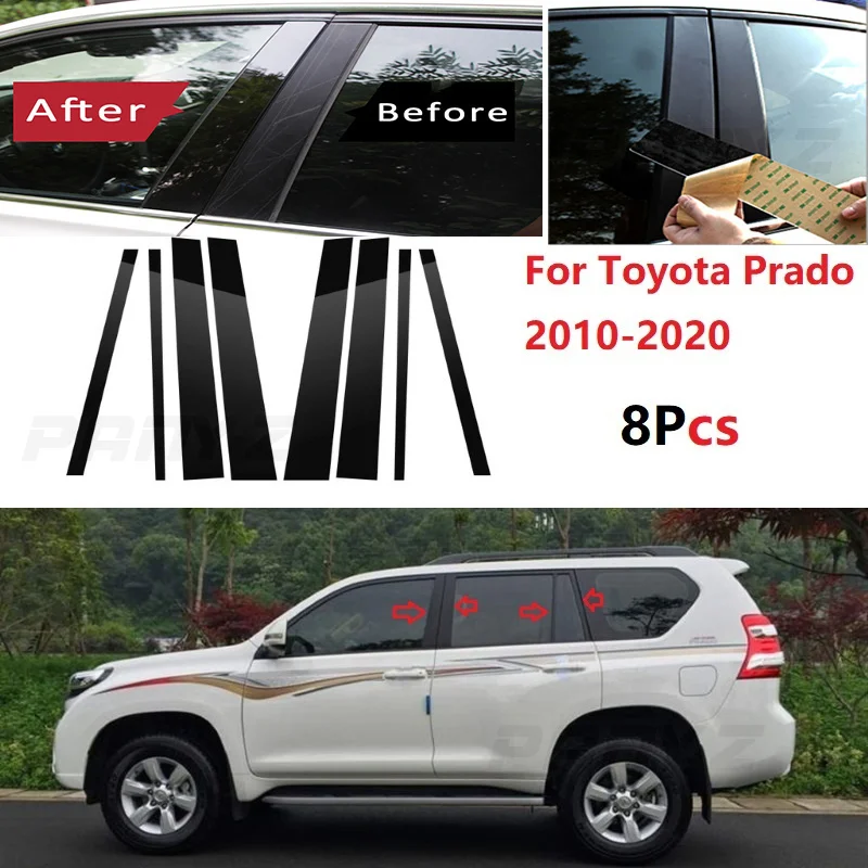 8PCS-Polished-Pillar-Posts-Fit-For-Toyota-Prado-2010-2020-Window-Trim ...