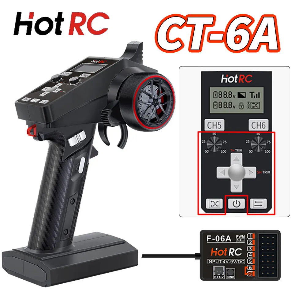 NEW HOTRC CT-6A 2.4GHz 6CH 6 Channels One-handed Control Radio ...