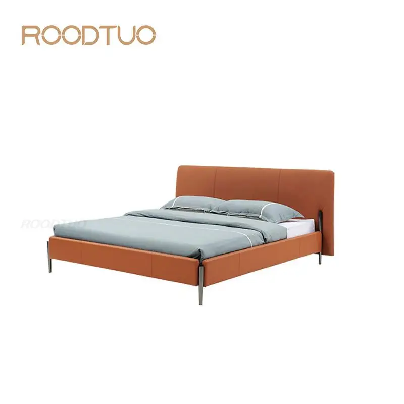 Minimalist-King-Queen-Size-Bed-Frame-Home-Furniture-Bedroom-Bed-Leather ...