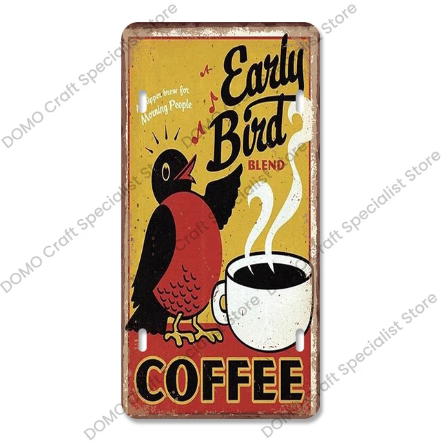 Coffee Poster Vintage Metal Tin Signs Cappuccino Coffee Bean Cup ...