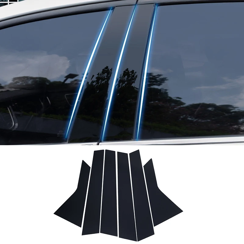 6pcs Car Mirror Middle Column Pc Window Trim B C Pillar Strip Stickers ...