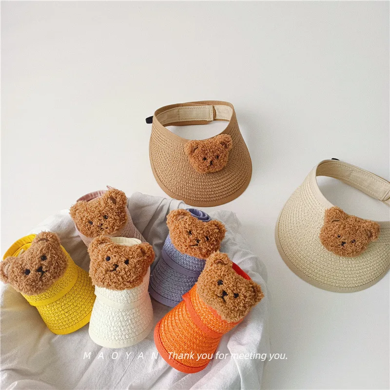 Hats | Kids Hats Caps - Summer Boys Girls Cartoon Bear Straw Hats ...