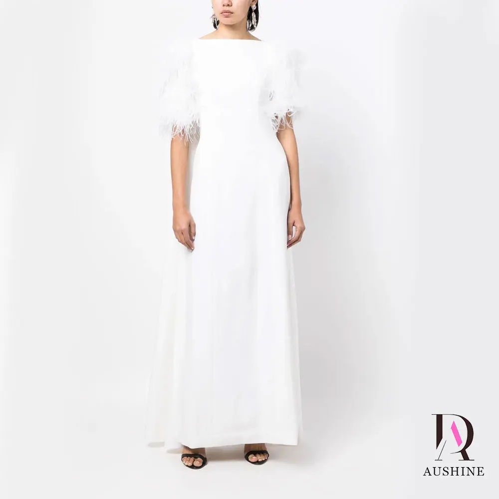 Aushine-Dress-Luxury-Birthday-Evening-Dress-Ankle-Length-Short-Sleeves-Summer-Elegant-Wedding ...