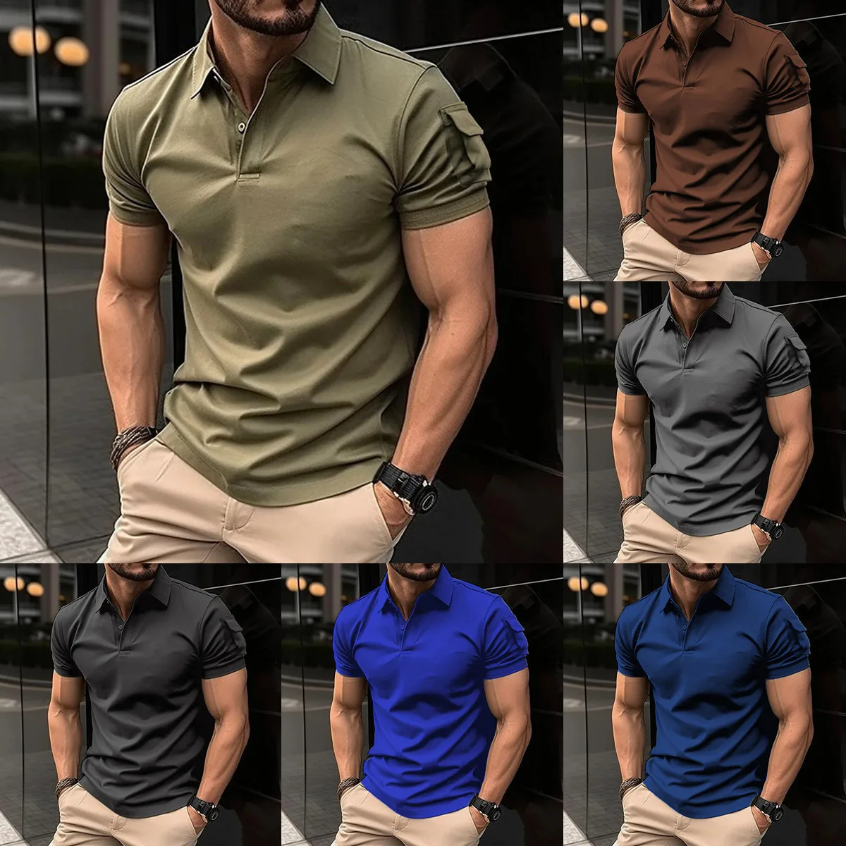Summer-New-Men-s-Popular-Solid-Color-Polo-Shirt-Short-Sleeved-Lapel ...