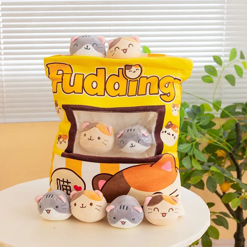 One Bag Pudding Cat Ball Kitten Family Pet Plush Toy Stuffed Doll ...