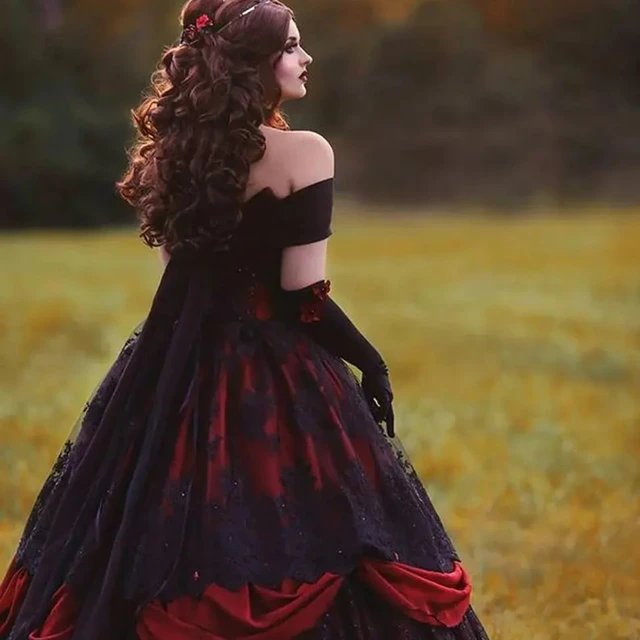 Black And Red Gothic Prom Dresses