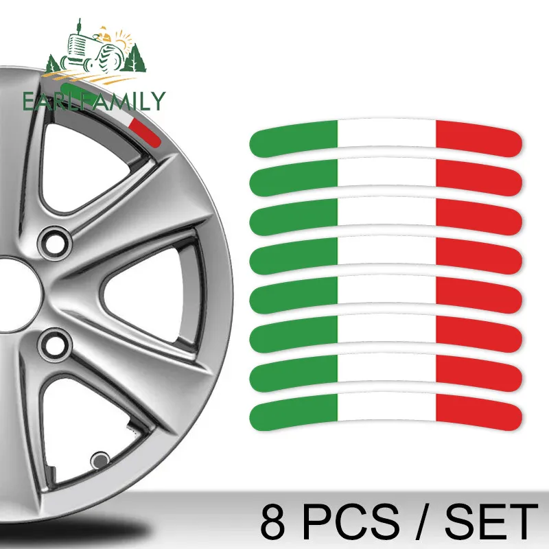 EARLFAMILY 13cm x 1.3cm 8pcs for Italy Flag Wheel Stripes Set Sticker ...