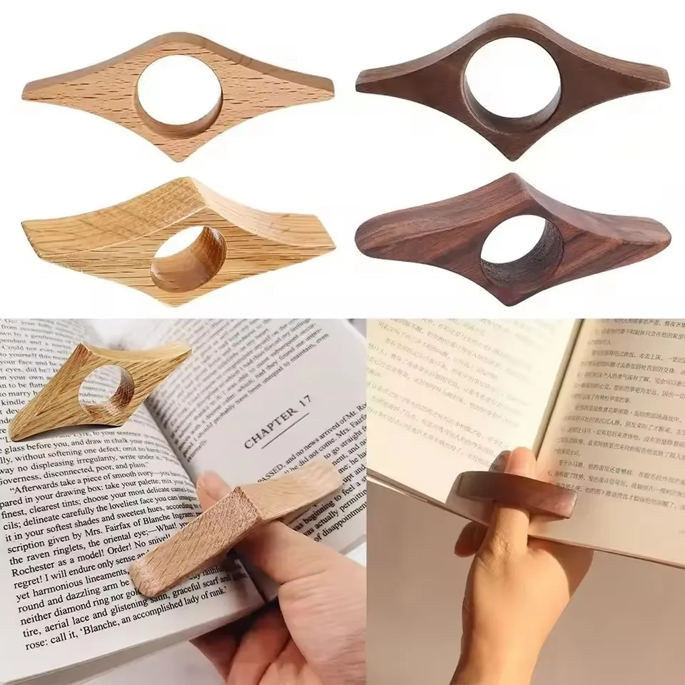 Wooden Thumb Bookmark for One-Hand Reading | Page Holder & Book Support ...