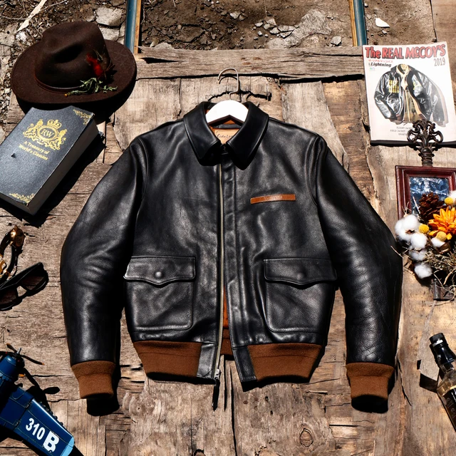Genuine Heavyweight Uncoated Thick Leather A2 Bomber Jacket – Temie Shop