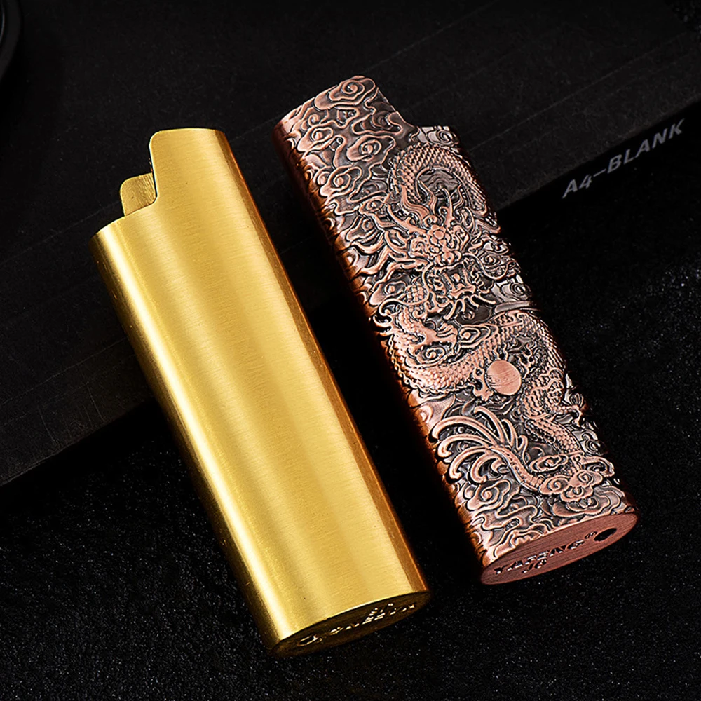 New 3D Embossed Dragon Animal Relief Metal Case Bic J6 Lighter Metal ...