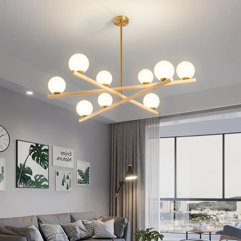 Japanese Led Chandelier Wood Art For Nordic Apartment Foyer Dining Room ...