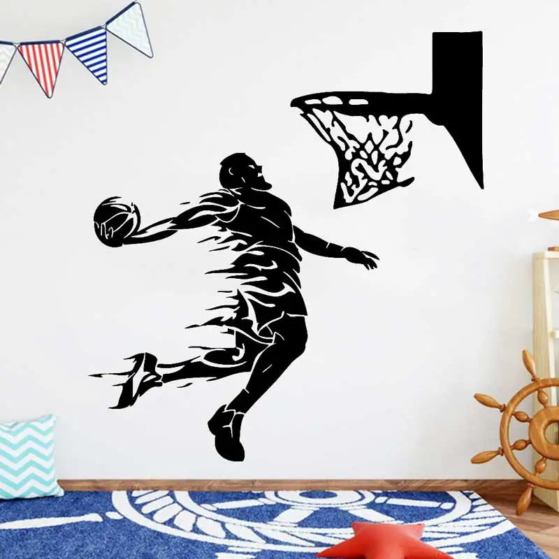 Athlete-Basketball-Slam-Dunk-Wall-Sticker-Sports-Athletic-Competition ...