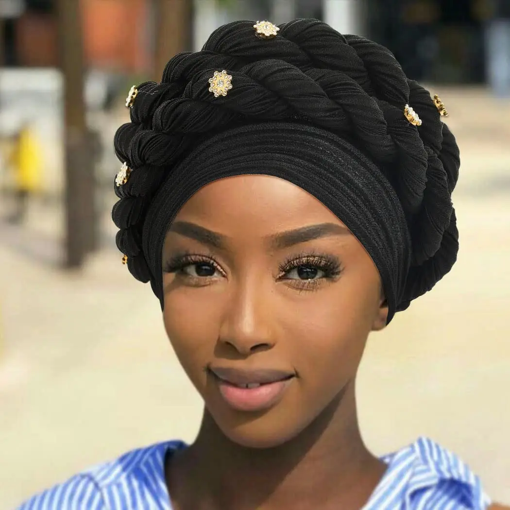 Double-Braid-Diamonds-Halo-Turban-Cap-Lady-Cancer-Chemo-Caps-Female ...