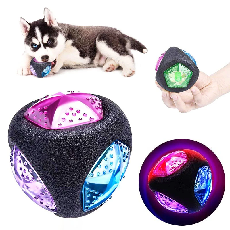 Light Up Squeak Interactive Dog Balls Bounce Activated Flash LED Ball ...