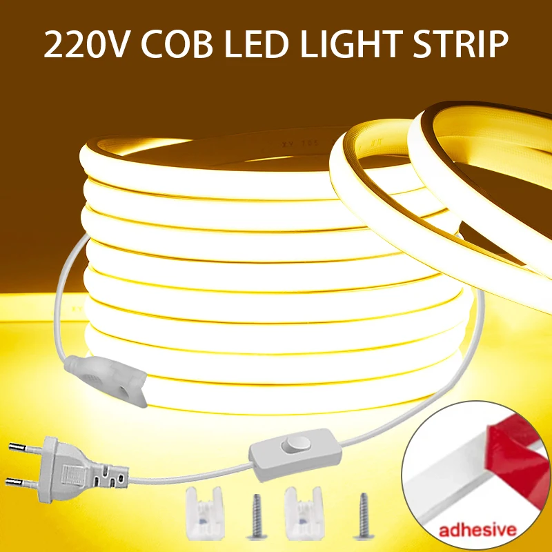 Imperme-vel-LED-Strip-Lights-com-interruptor-High-Bright-COB-Lights ...