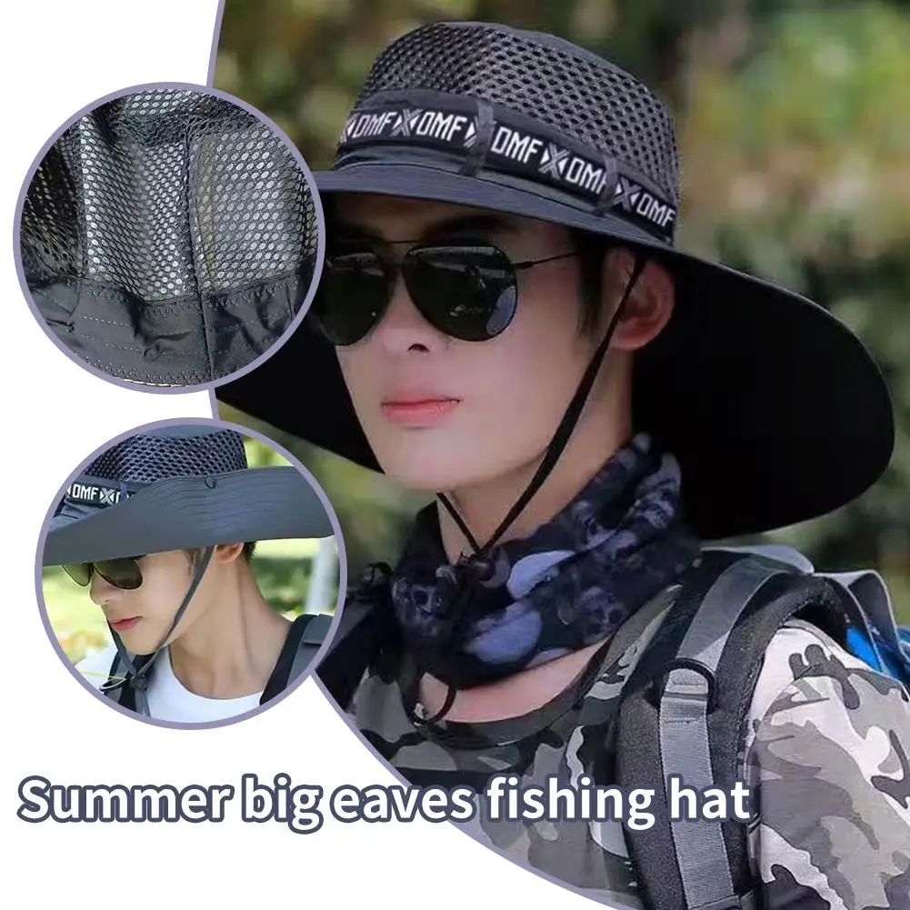 Men-s-Cap-Wide-Brim-Fisherman-Hat-Breathable-Mesh-Solid-Color-Bucket ...