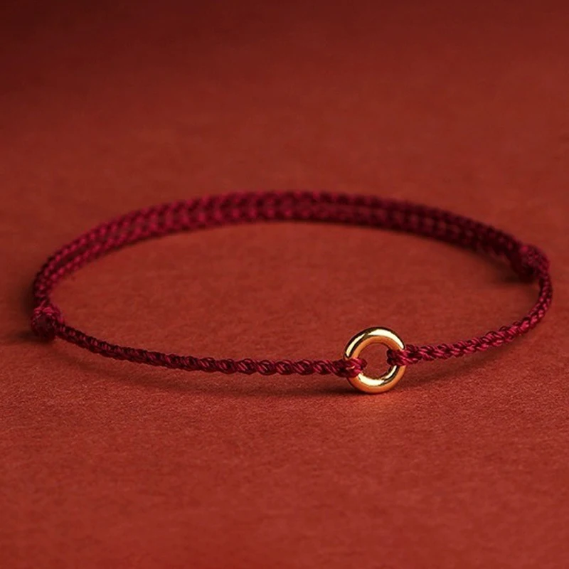Hand Braided Circular Ring Adjustable Lucky Red Rope Bracelet Women Men ...