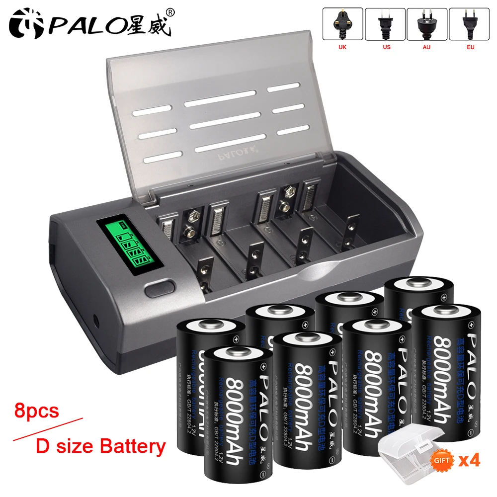 PALO-D-size-LR20-Rechargeable-Batteries-1-2V-8000mAh-NI-MH-NIMH-D-Cell ...