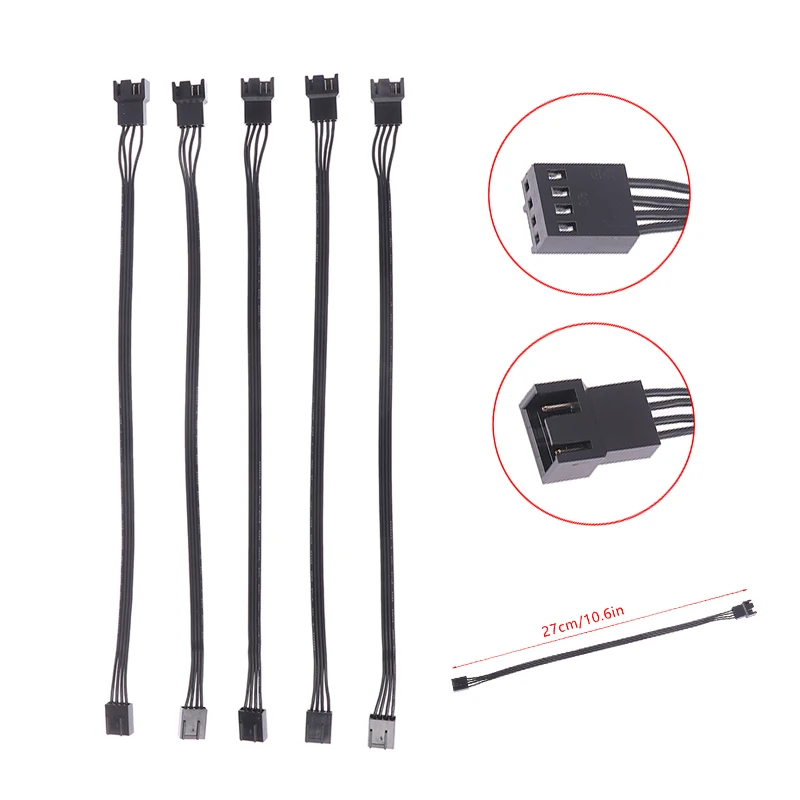 5PCS-Black-4-Pin-PWM-CPU-Fan-Wire-Connector-Adapter-Computer-Fan ...