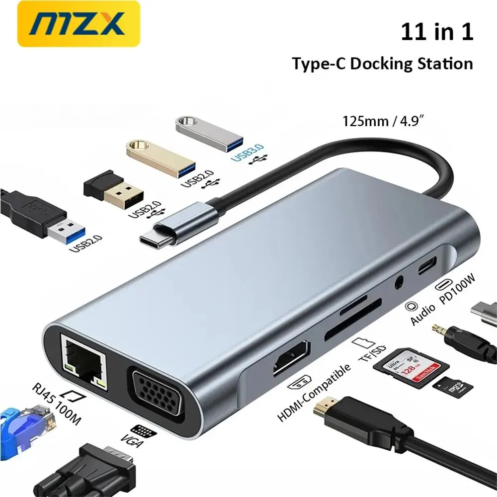 MZX-11-in-1-Docking-Station-USB-Hub-Tipo-C-Type-A-Extension-Dock-To ...