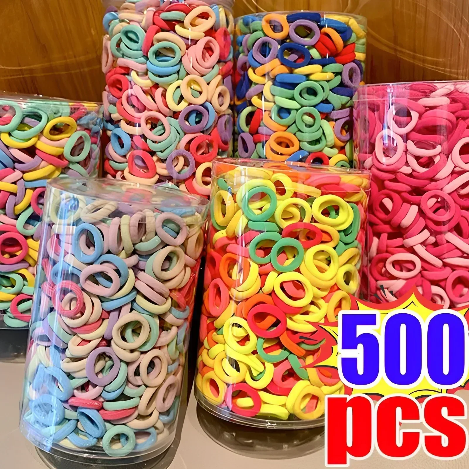 500-100PCS-Women-Girls-Colorful-Hair-Bands-Nylon-Elastic-Rubber-Hair ...
