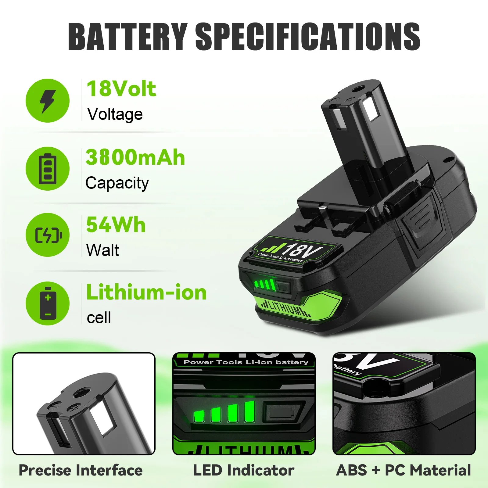 Bonacell-for-Ryobi-18V-3800mAh-P107-Battery-Replacement-P104-P105-P102 ...