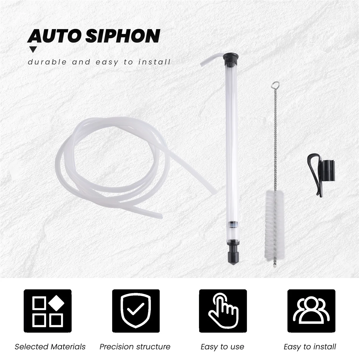 MALL 3/8In Auto Siphon with Clamp 6.5' Ft Hose Bottling Siphoning Kit ...