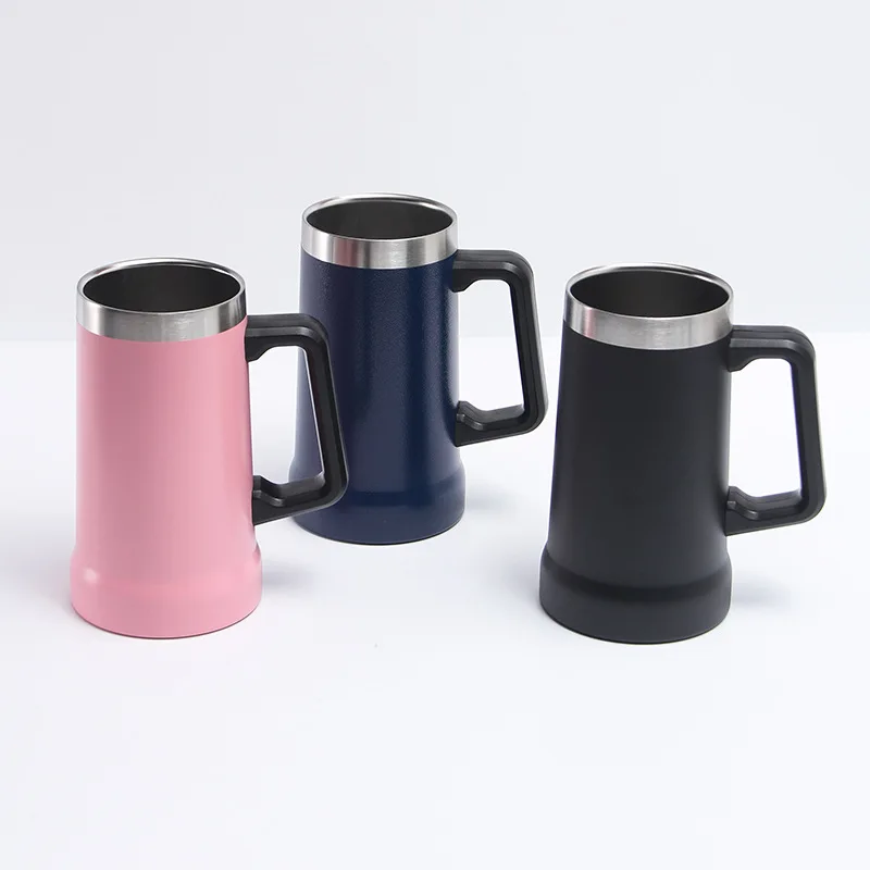 709ml Inox Thermal Mug For Beer 4 hours ice cold Large capacity handle ...