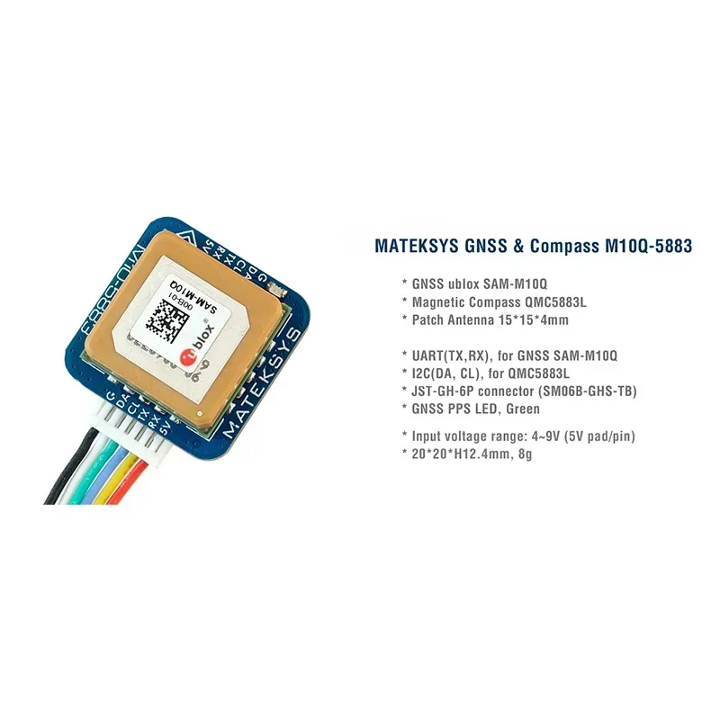 MATEK-M10Q-5883-20X20mm-GNSS-GPS-Module-Magnetic-Compass-QMC5883L-M8Q ...