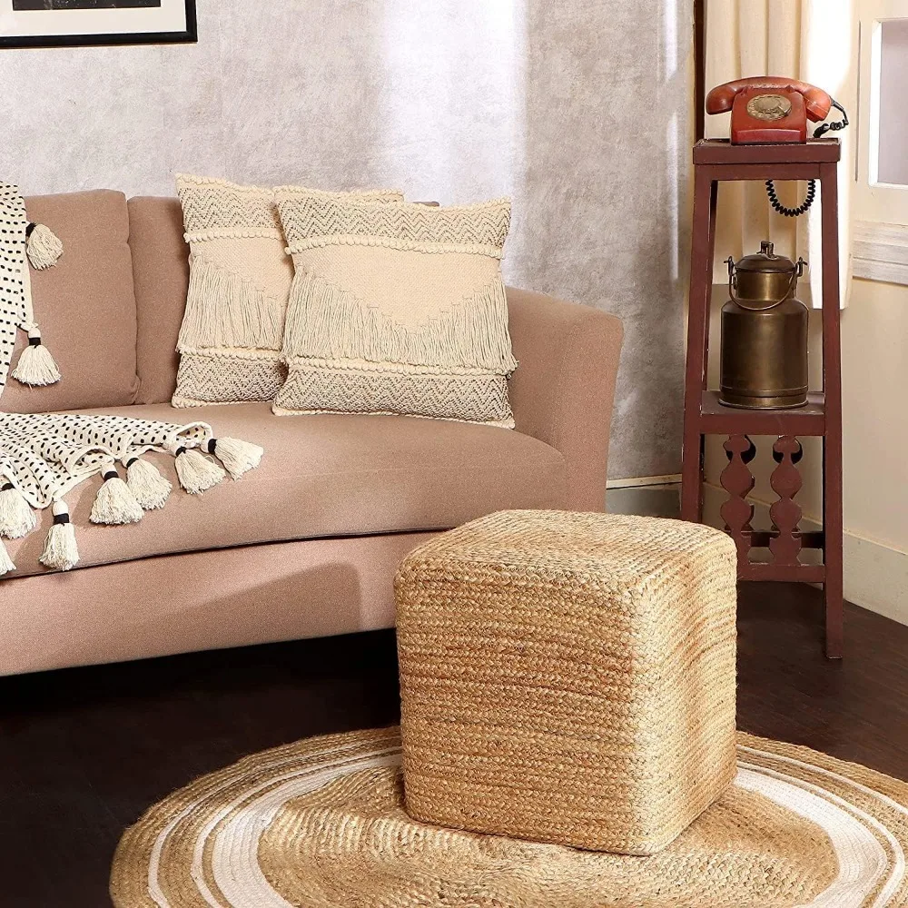 Cube-Pouf-Foot-Stool-Ottoman-Jute-Braided-Pouffe-Poof-Accent-Sitting ...