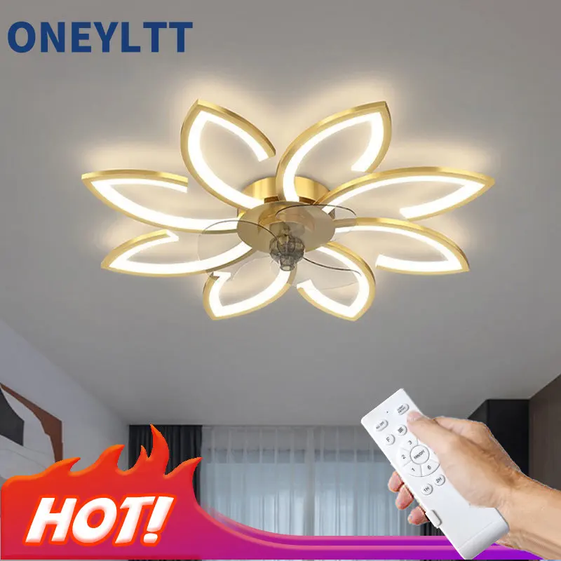 New-Flower-LED-Ceiling-Fan-Lamp-With-Remote-Control-Adjustable-Speed ...