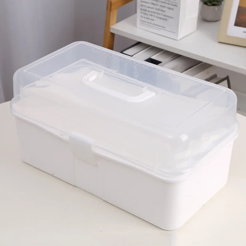 11-Clear-Plastic-Craft-Storage-Box-Sewing-Box-Organizer-3-Layers-with ...