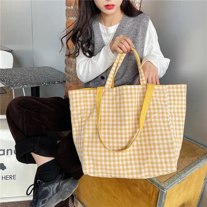 Simple-Plaid-Women-Double-Side-Shoulder-Bag-Student-Female-Casual-Tote ...