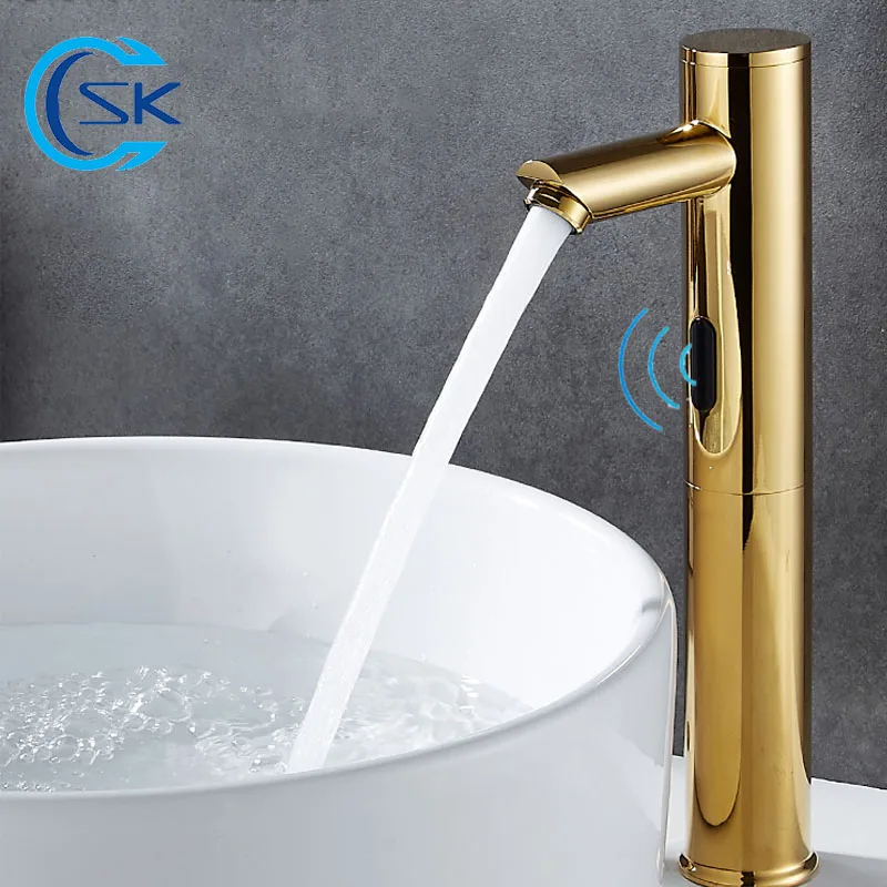 Gold-Automatic-Infrared-Sensor-Faucet-Deck-Mount-Smart-Touch-Hand-Free ...