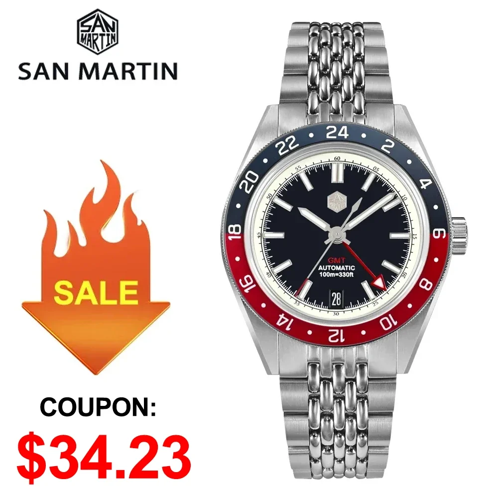 San-Martin-reloj-con-bisel-de-aluminio-para-hombre-cron-grafo-mec-nico ...