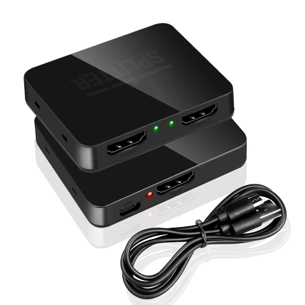 4K HDMI Splitter 1x2 HDMI Switch 1 in 2 Out Video Distributor Amplifier ...