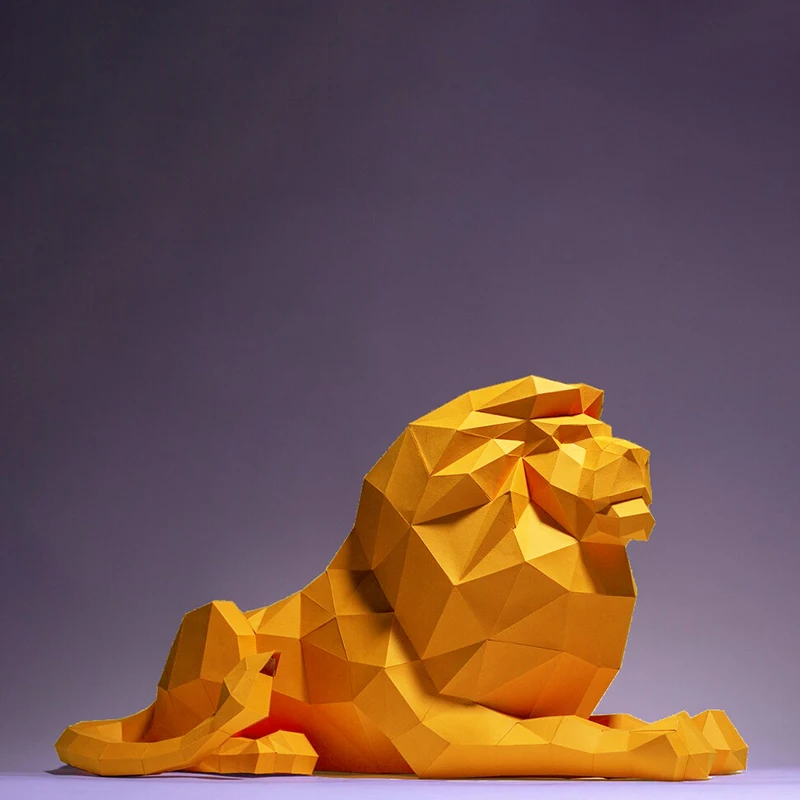 3D-Paper-Model-Handmade-70cm-Golden-Lion-DIY-Papercraft-Home-Decor-Desk ...