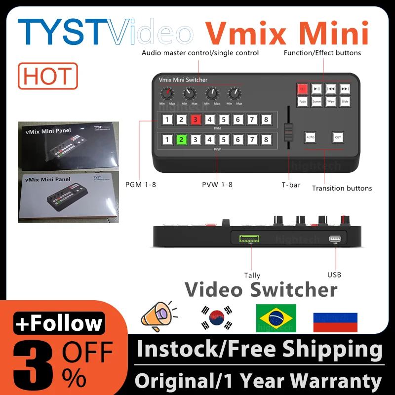 TYST Video Vmix Mini Switcher BDM Control Panel MIDI2.0 Video Recording ...