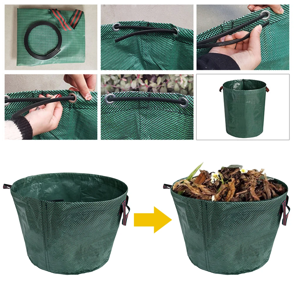 50L-Garden-Waste-Bags-Waterproof-Gardening-Lawn-Leaf-Bag-Reusable-Tote ...