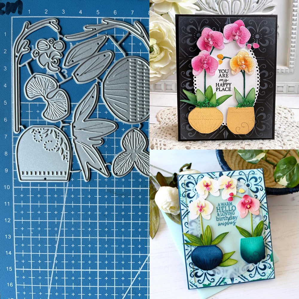 Lucky-Godin-Metalen-Stansmessen-Bloeiende-Orchidee-Diy-Scrapbooking-Fotoalbum-Decoratieve ...