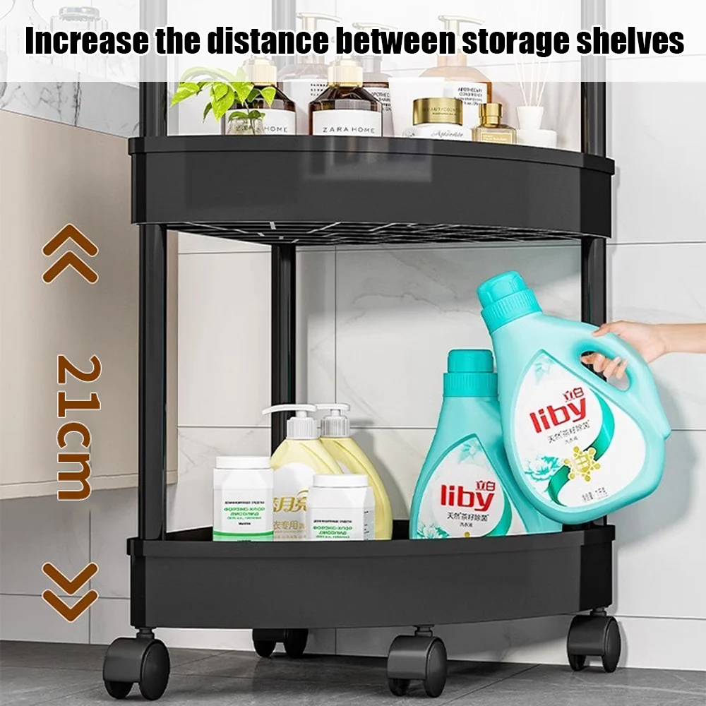 3/4 Tiers Corner Storage Shelf Gap Storage Rack Movable Bathroom ...
