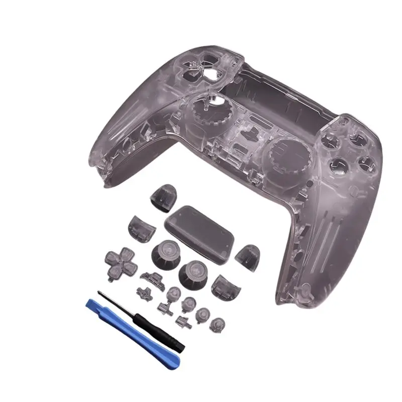 Full Set Clear Housing Shell For PS5 Controller Custom With Buttons ...