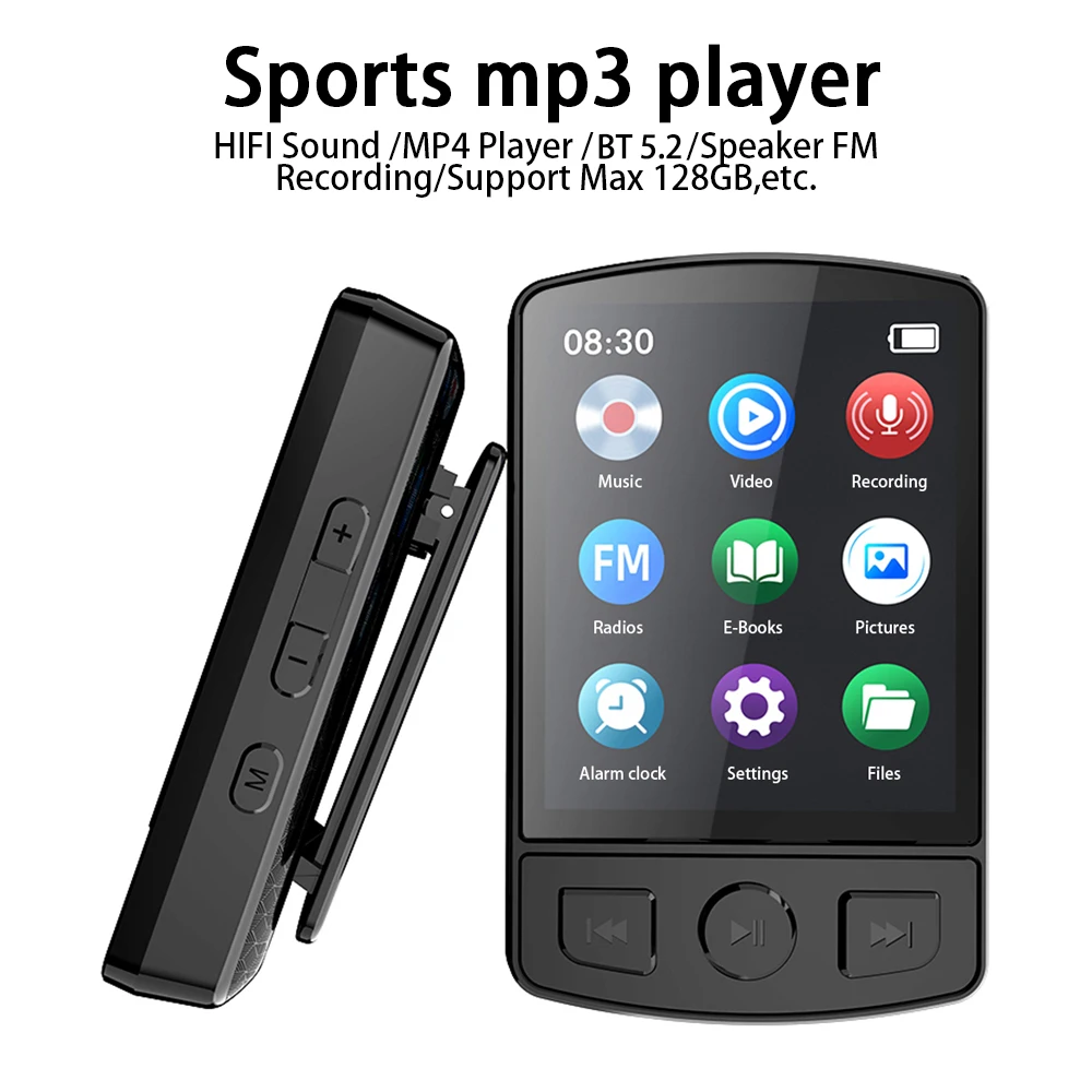 Tragbarer-Clip-Sport-MP3-Player-2-4-Zoll-Bildschirm-Musik-Player-mit ...