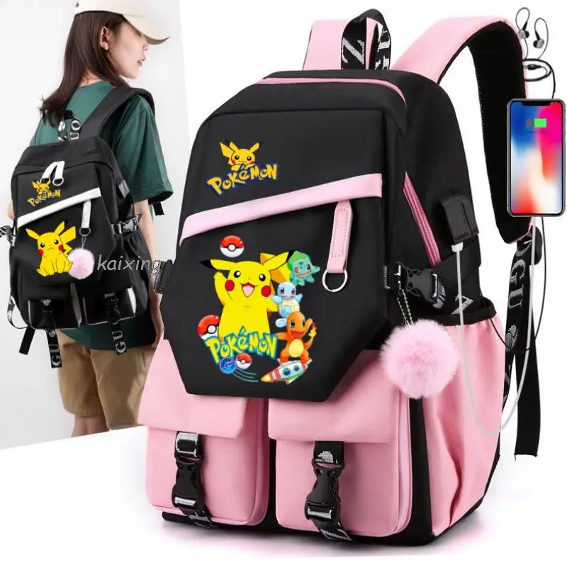 Hot-Pokemon-Pikachu-Girls-Boys-Kids-Usb-Backpacks-Anime-School-Book ...