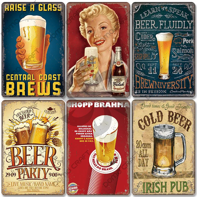 Vintage-Beer-Plaque-Metal-Tin-Signs-Retro-Whiskey-Beer-Party-Metal ...