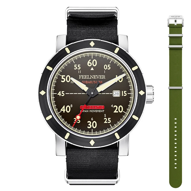 FEELNEVER New Men Mechanical Wristwatch Dive Watch 500m Waterproof ...