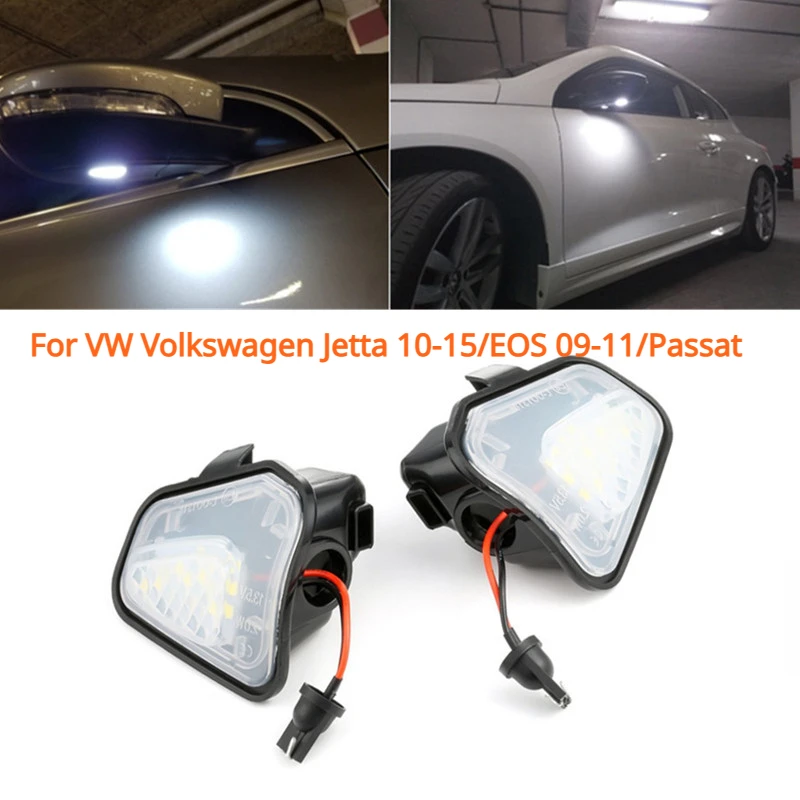 2x-White-LED-Under-Side-Mirror-Puddle-Light-Lamp-For-VW-Volkswagen ...